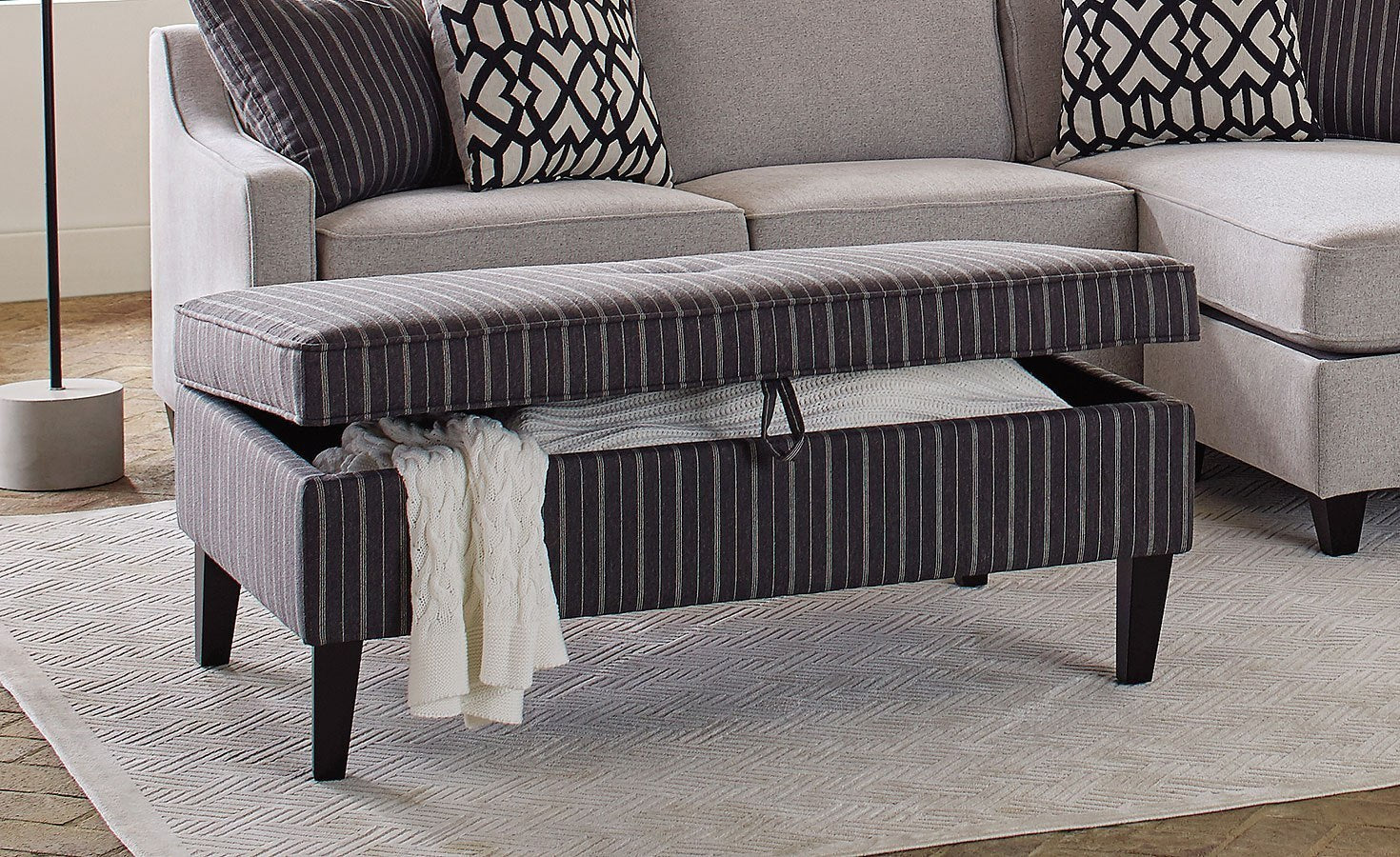 Shop Pinstripe Storage Ottoman at JB's Furniture Milwaukee's best ...