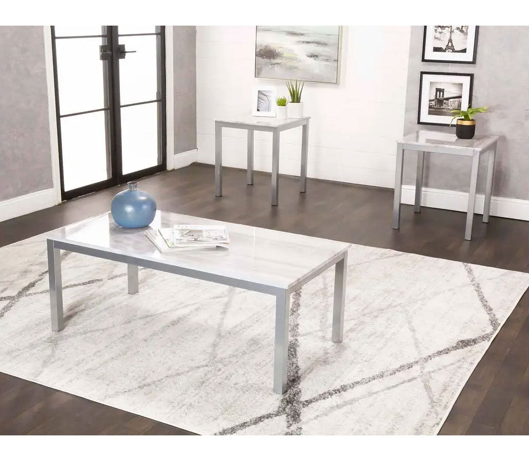 Shop Brynn - Grey Faux Marble 3 Piece Table Set at JB's Furniture ...
