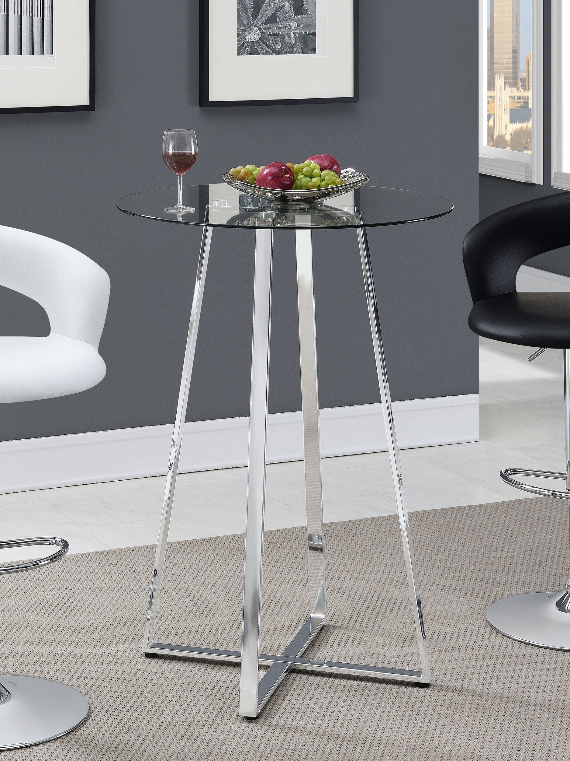 Shop Zanella Round 30-inch Glass Top Bistro Bar Table Chrome at JB's ...