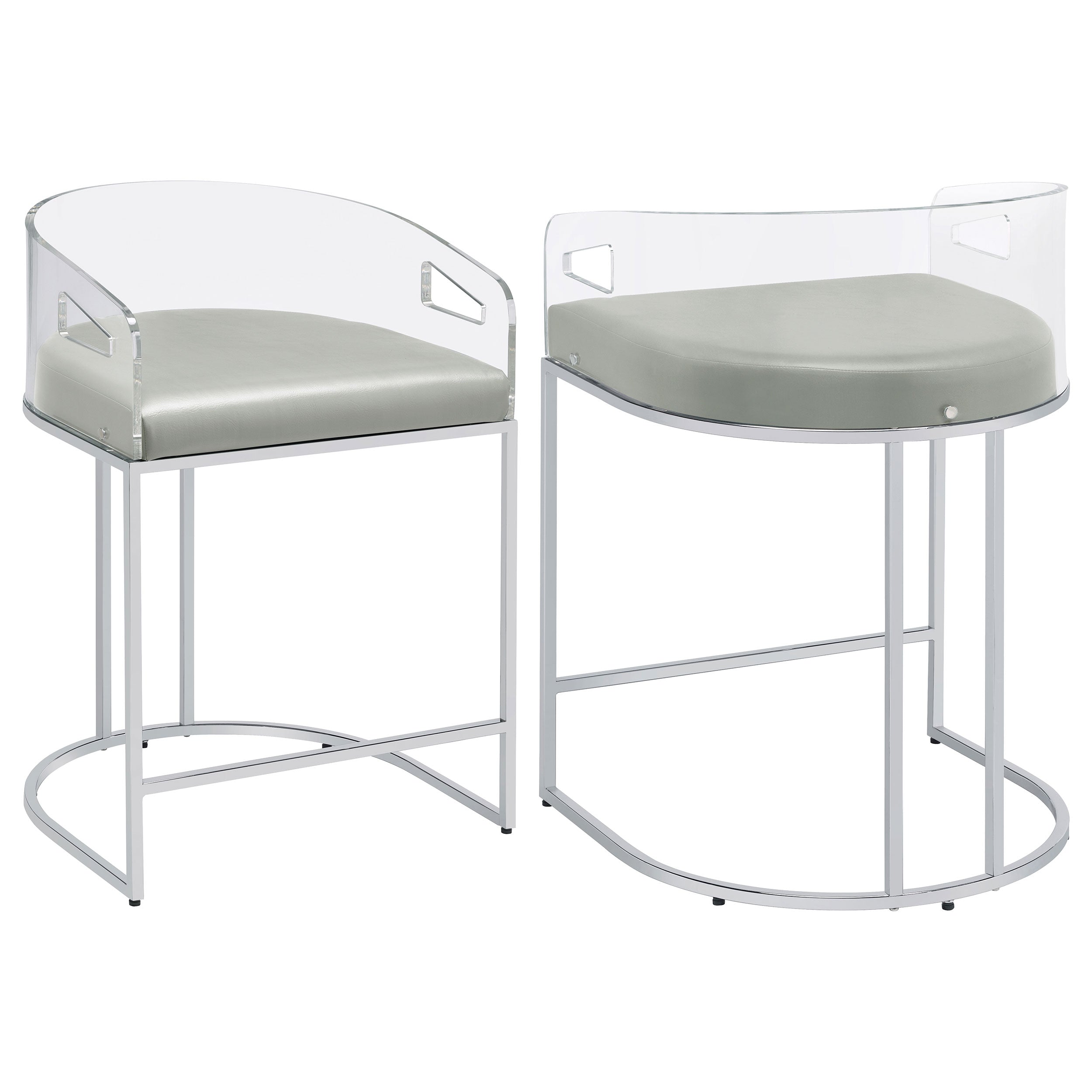 Shop Thermosolis Clear Acrylic Counter Chair Chrome (Set of 2) at JB's ...
