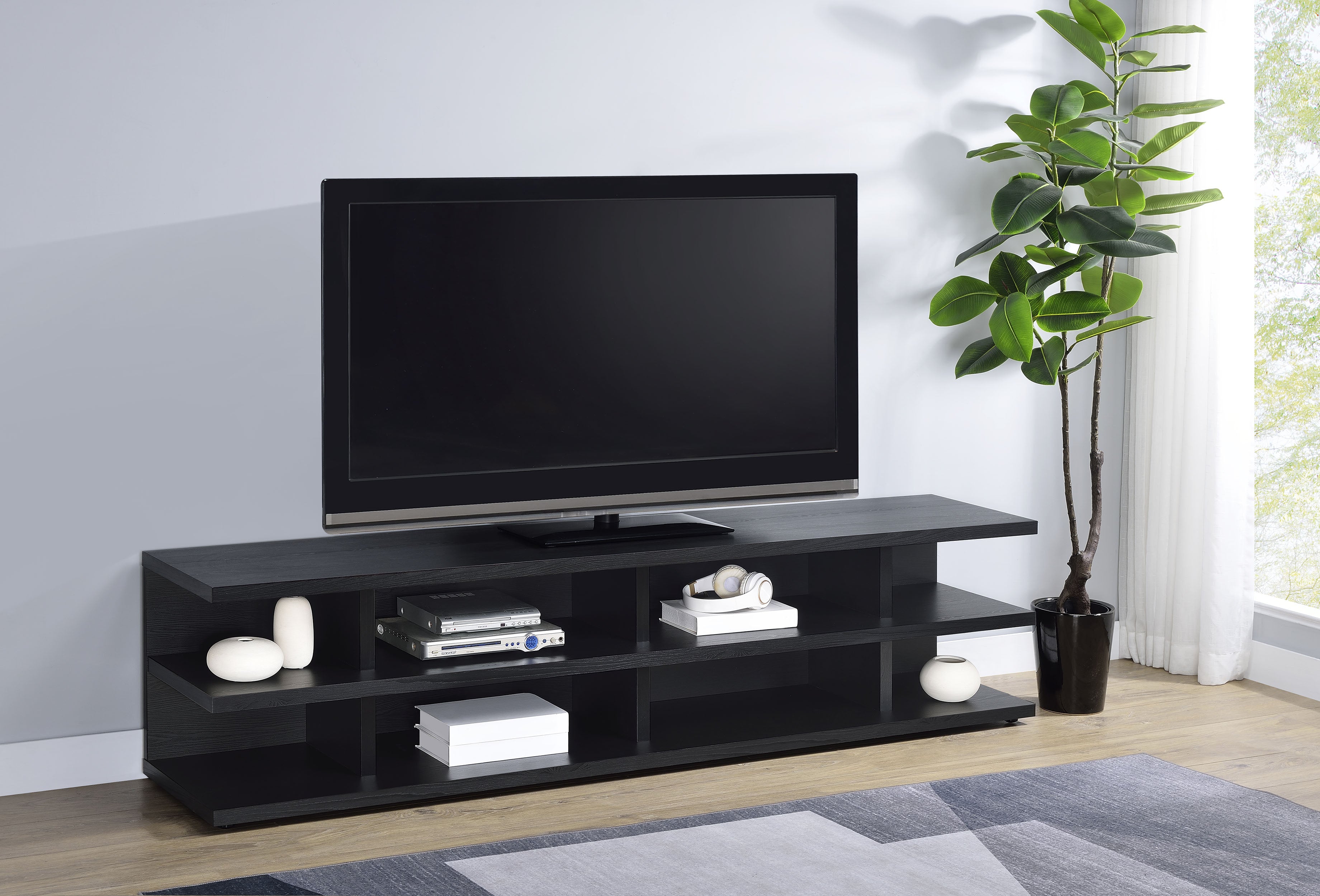Shop Cartmill 78-inch 2-tier TV Stand Media Console Black at JB's ...