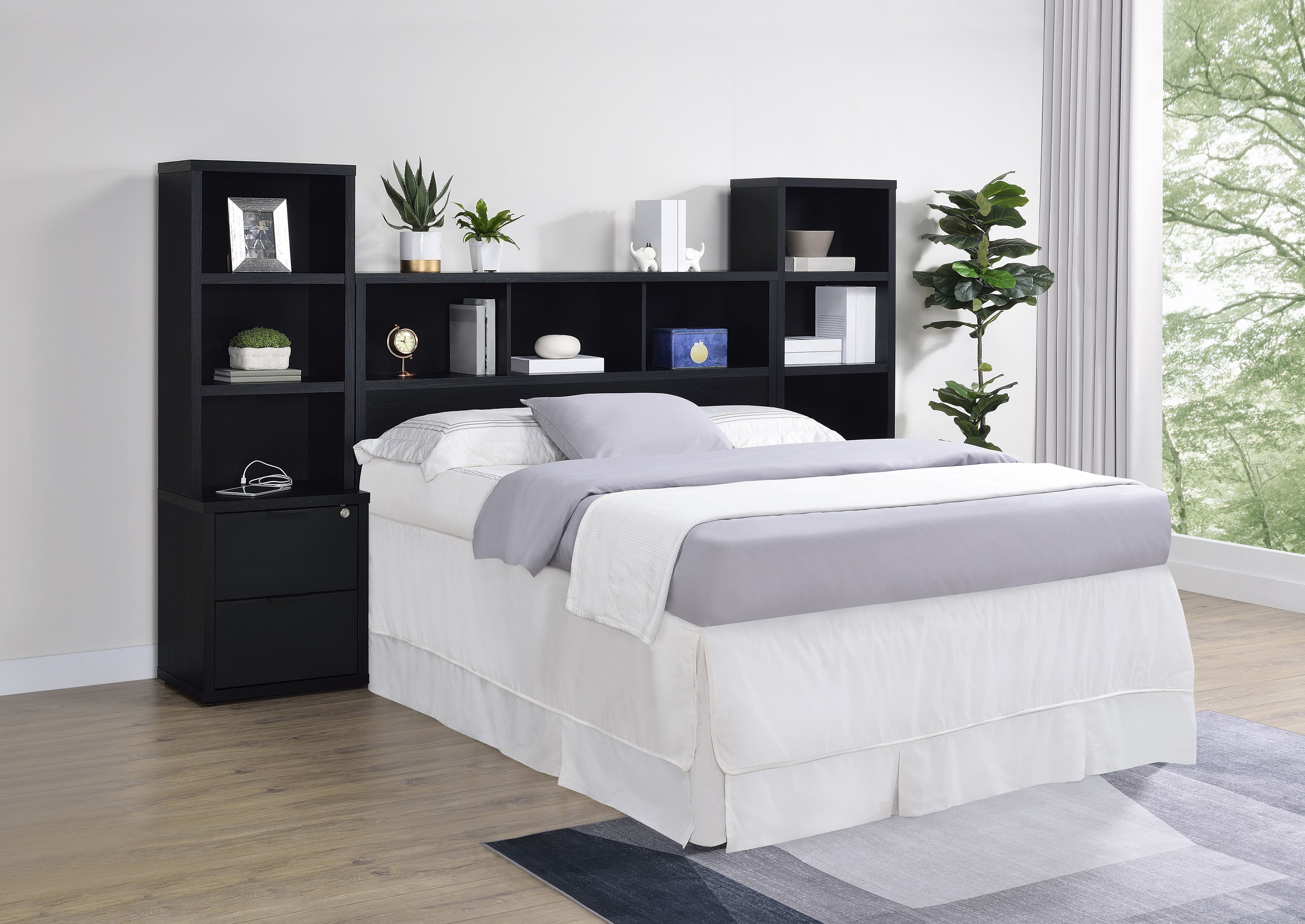 Shop Westpark 3-piece Queen Bedroom Set Bookcase Headboard Black at JB ...